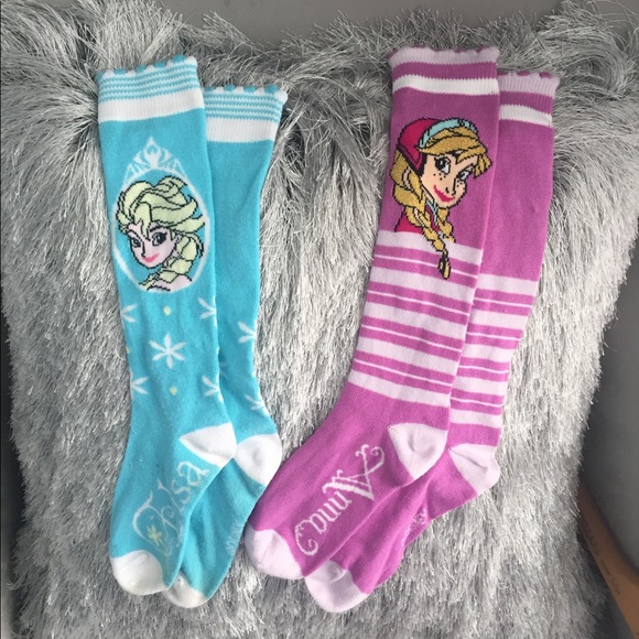 Disney | Accessories | Anna And Elsa Frozen Disney Kneehigh Girls Socks ...